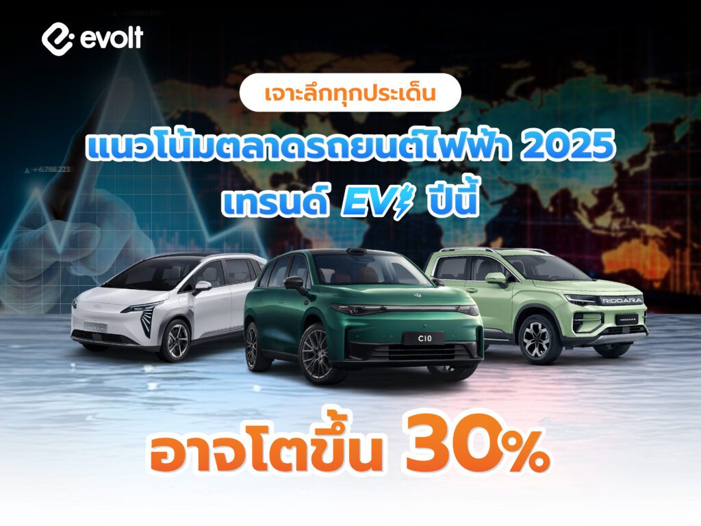 เจาะลึกแนวโน้มตลาดรถยนต์ไฟฟ้า 2025 คาดรถ EV ปีนี้โตขึ้น 30% - Evolt